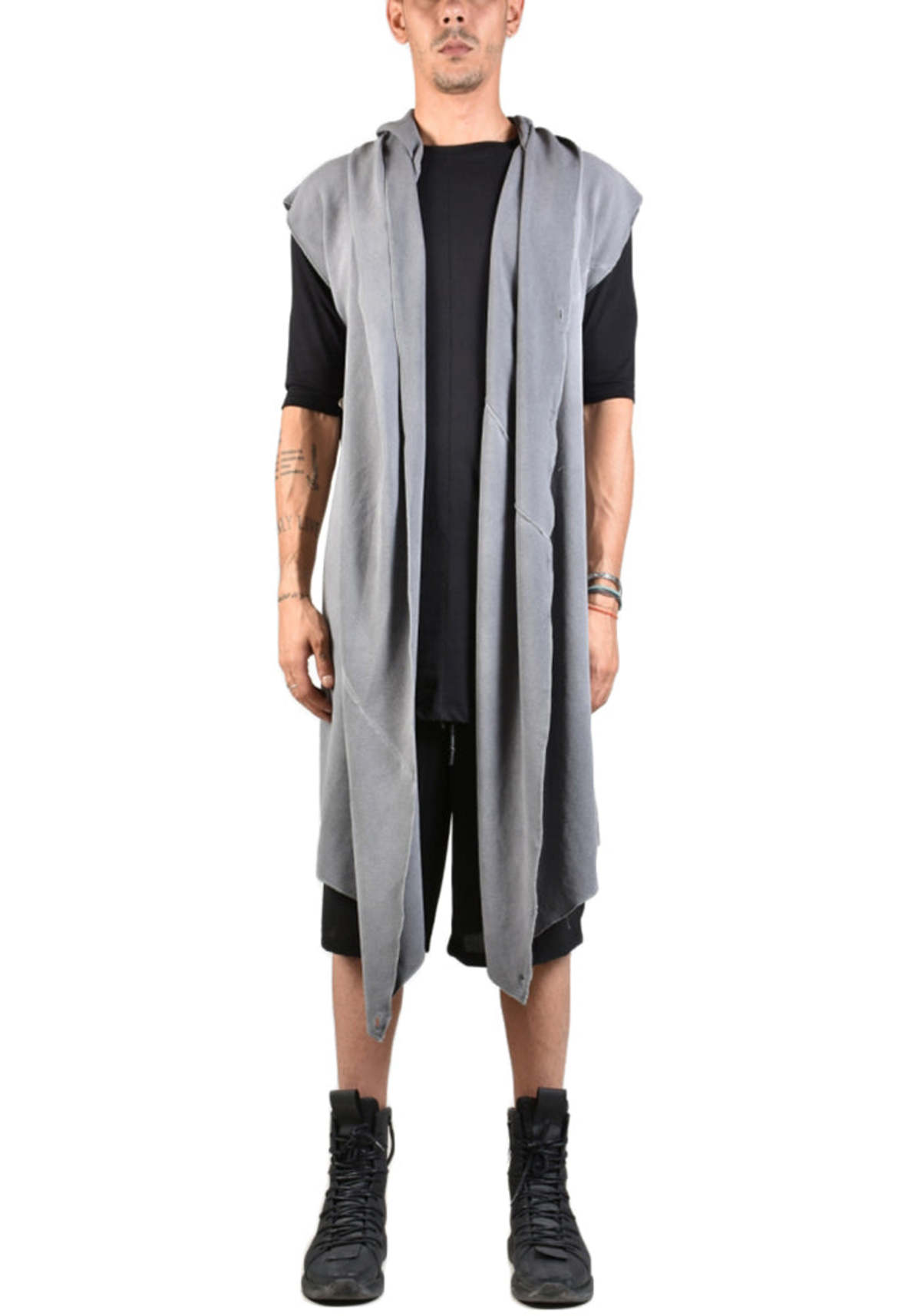 La Haine Crumz Asymmetric Draped Front Hooded Vest | Garmentory