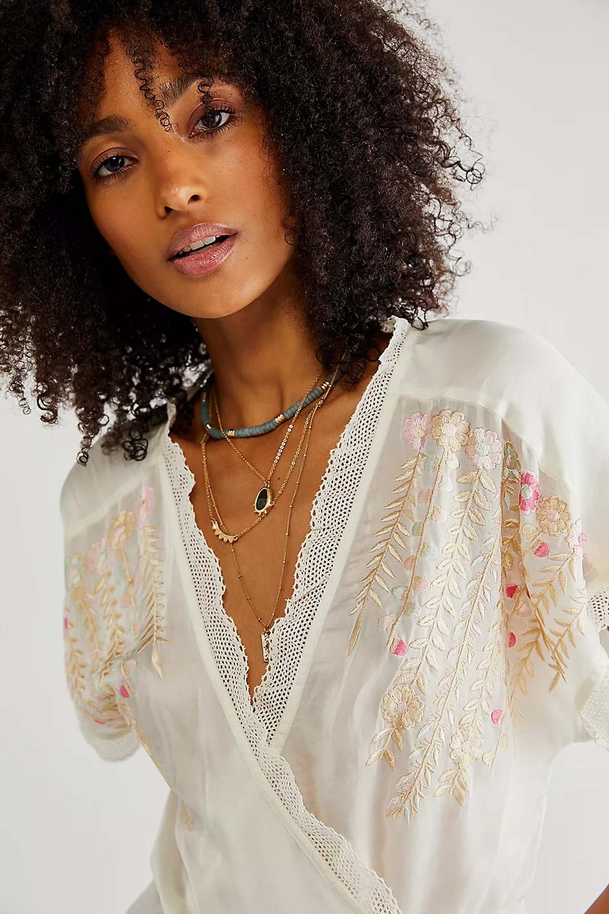 Free People Renee Embroidered Wrap Top - Ivory | Garmentory