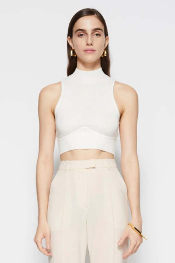 Jonathan Simkhai Harlee Wool Blend Turtleneck Bra Top | Garmentory