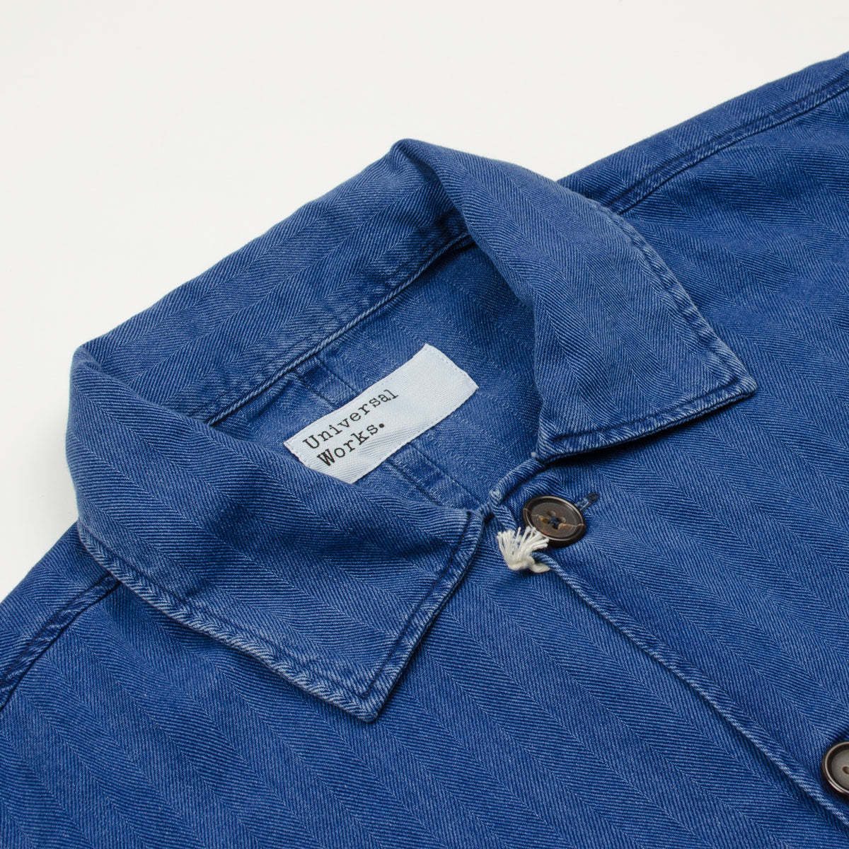 Universal Works Travail Herringbone Denim Shirt - Washed Indigo ...