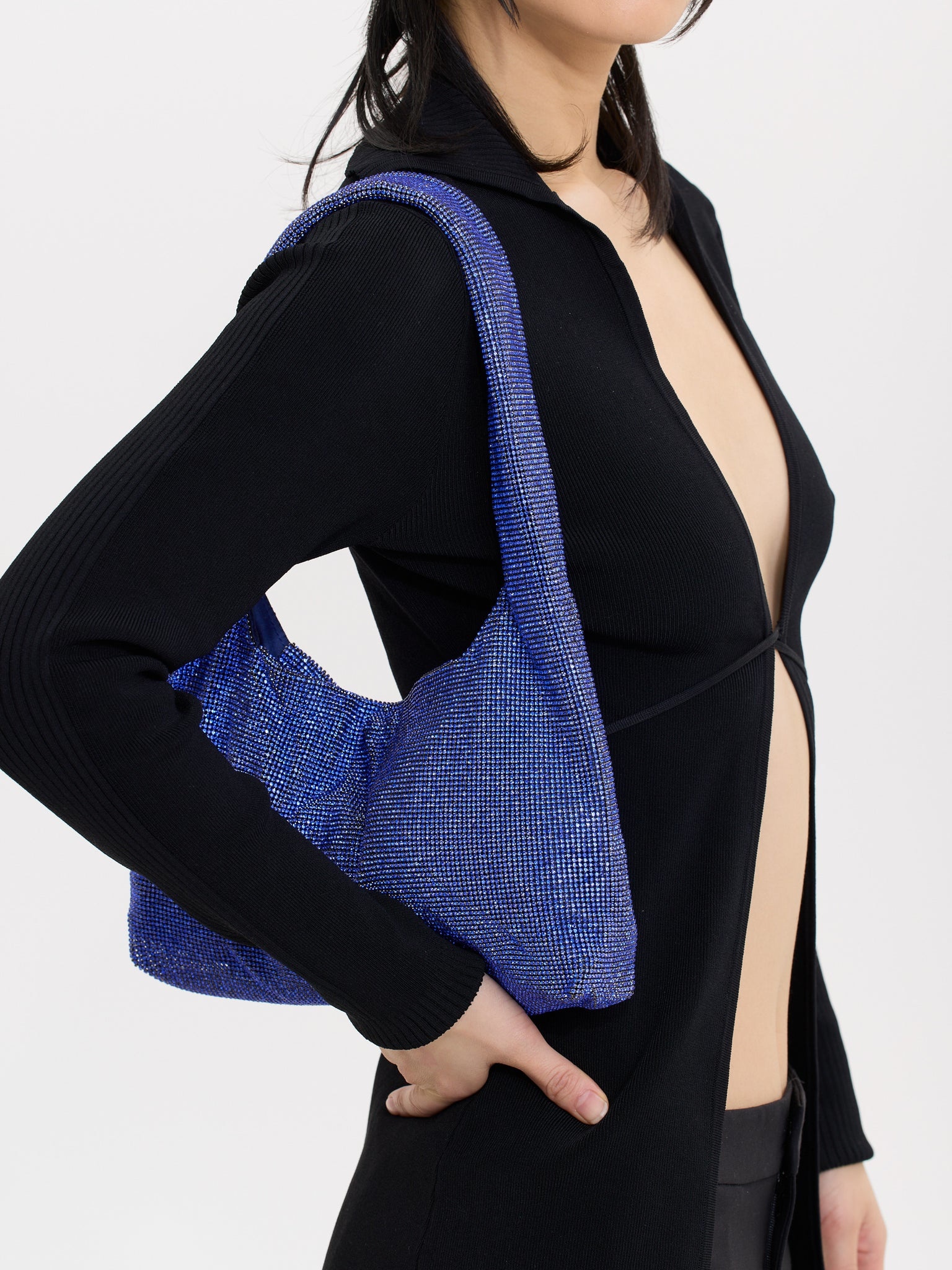 KARA Crystal Mesh Armpit Bag - Sapphire | Garmentory