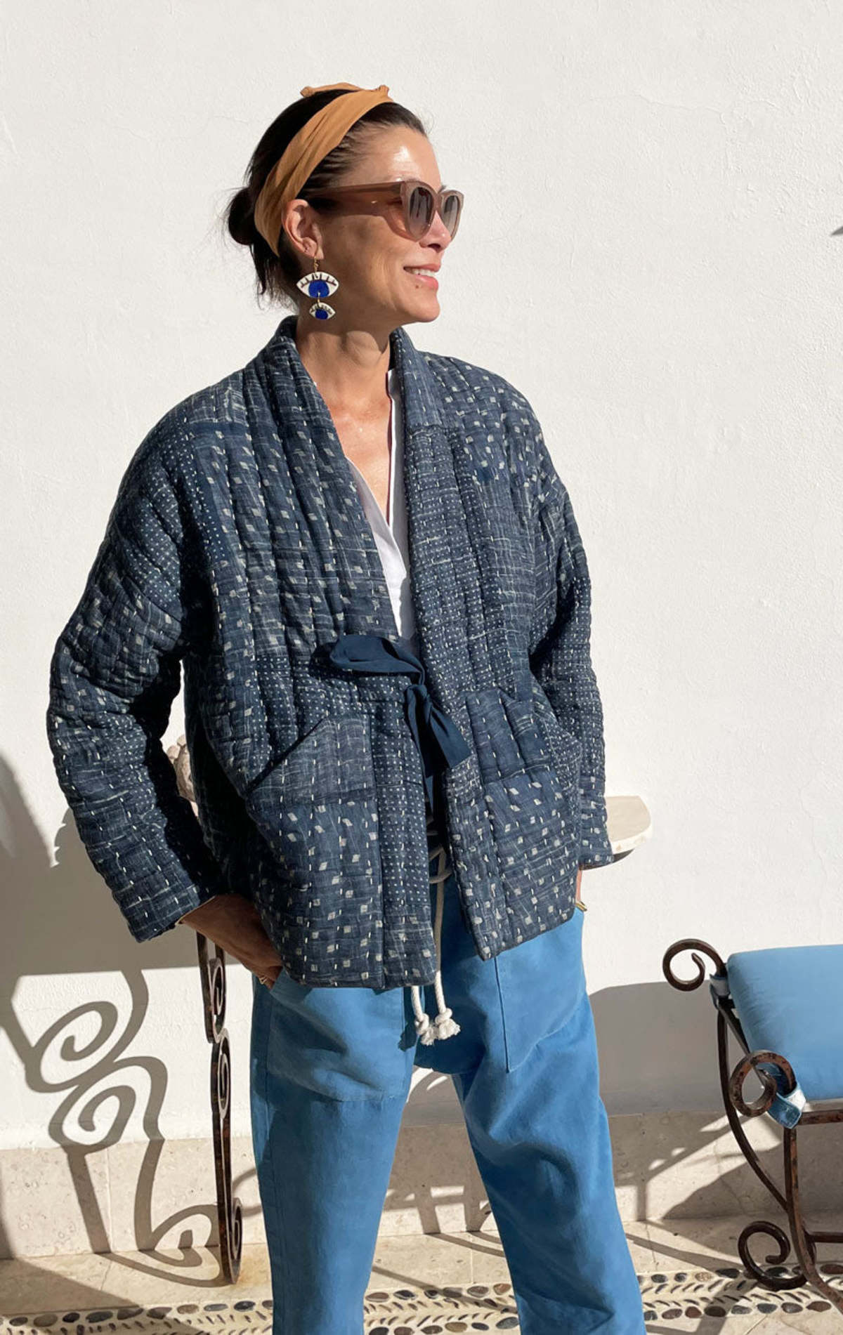 Two Kantha Tie Jacket - Indigo Patchwork | Garmentory