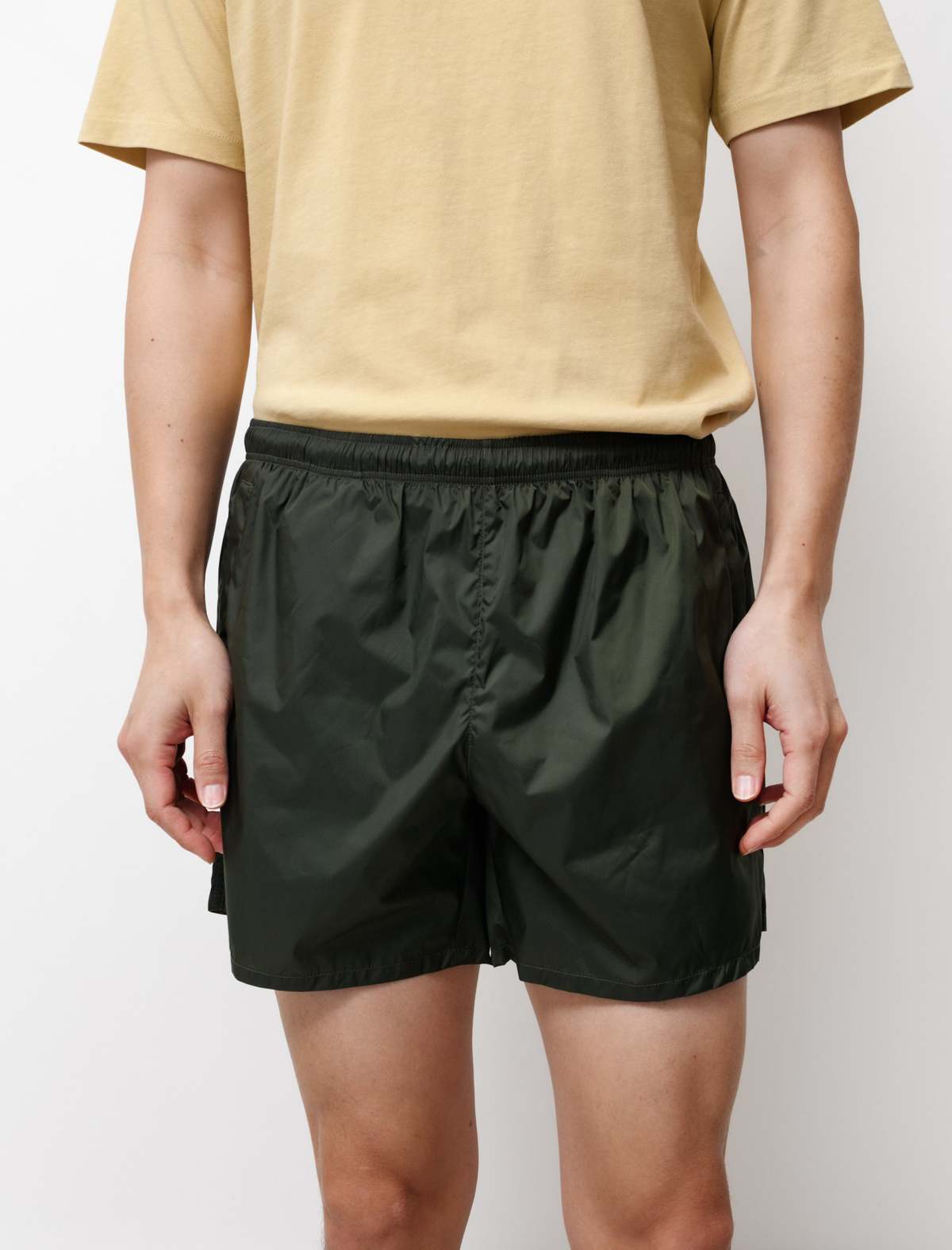 Our Legacy Drape Tech Trunks - Dark Olive | Garmentory