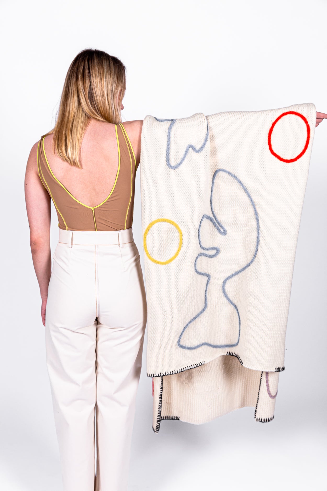 Atelier Delphine Fern Hand Embroidered Wool Blanket | Garmentory