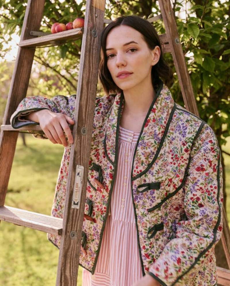 The Great. The Reversible Toggle Jacket - Cream Fresh Water Floral ...