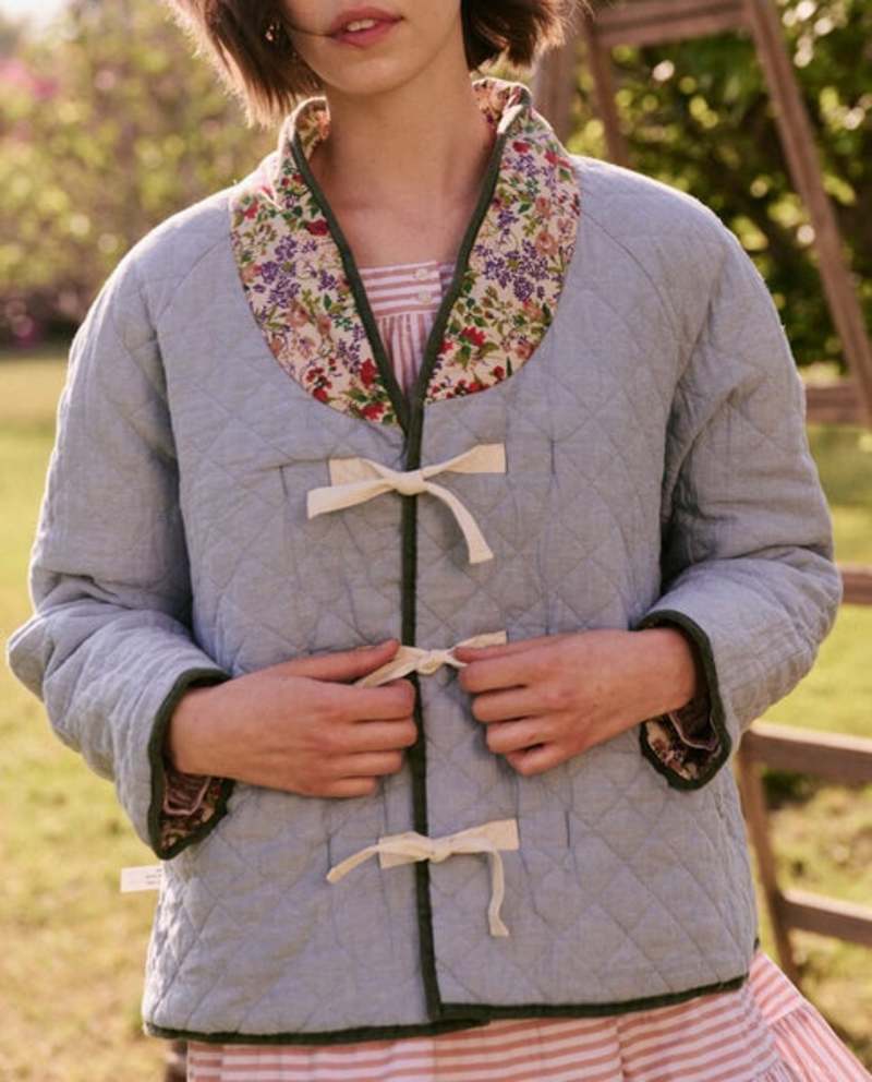 The Great. The Reversible Toggle Jacket - Cream Fresh Water Floral ...