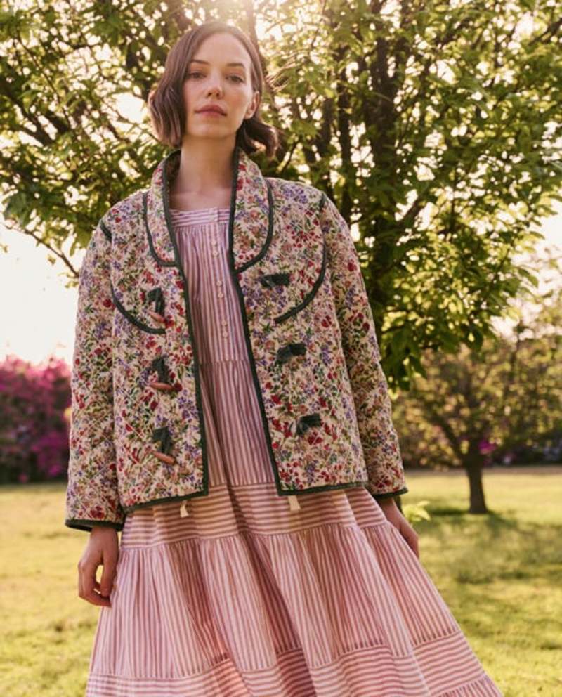 The Great. The Reversible Toggle Jacket - Cream Fresh Water Floral ...