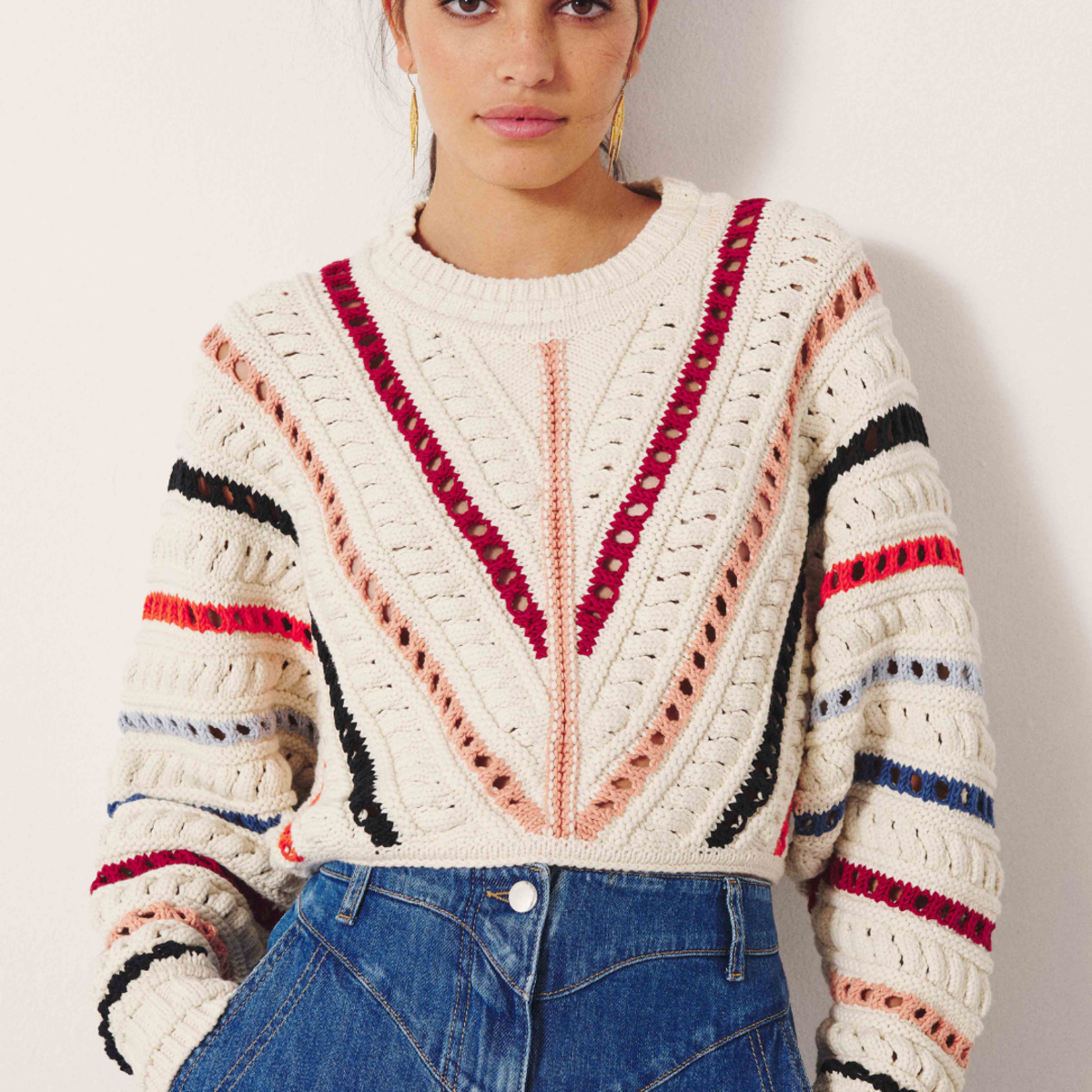 Ba&sh GARDY OPENWORK SWEATER - ECRU | Garmentory