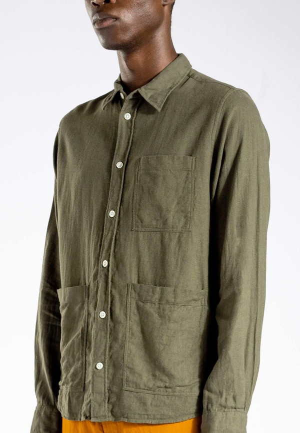 Norse Projects Thorsten Cotton Linen Shirt - ivy green | Garmentory