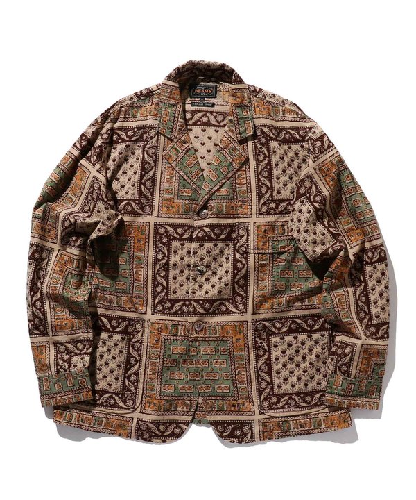 Beams Plus Block Print Elephant 4B Cuffs Jacket - Green | Garmentory
