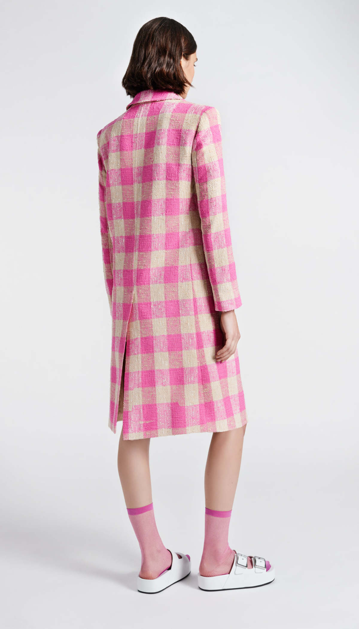 Smythe Peaked Label Overcoat - Bubblegum Check | Garmentory