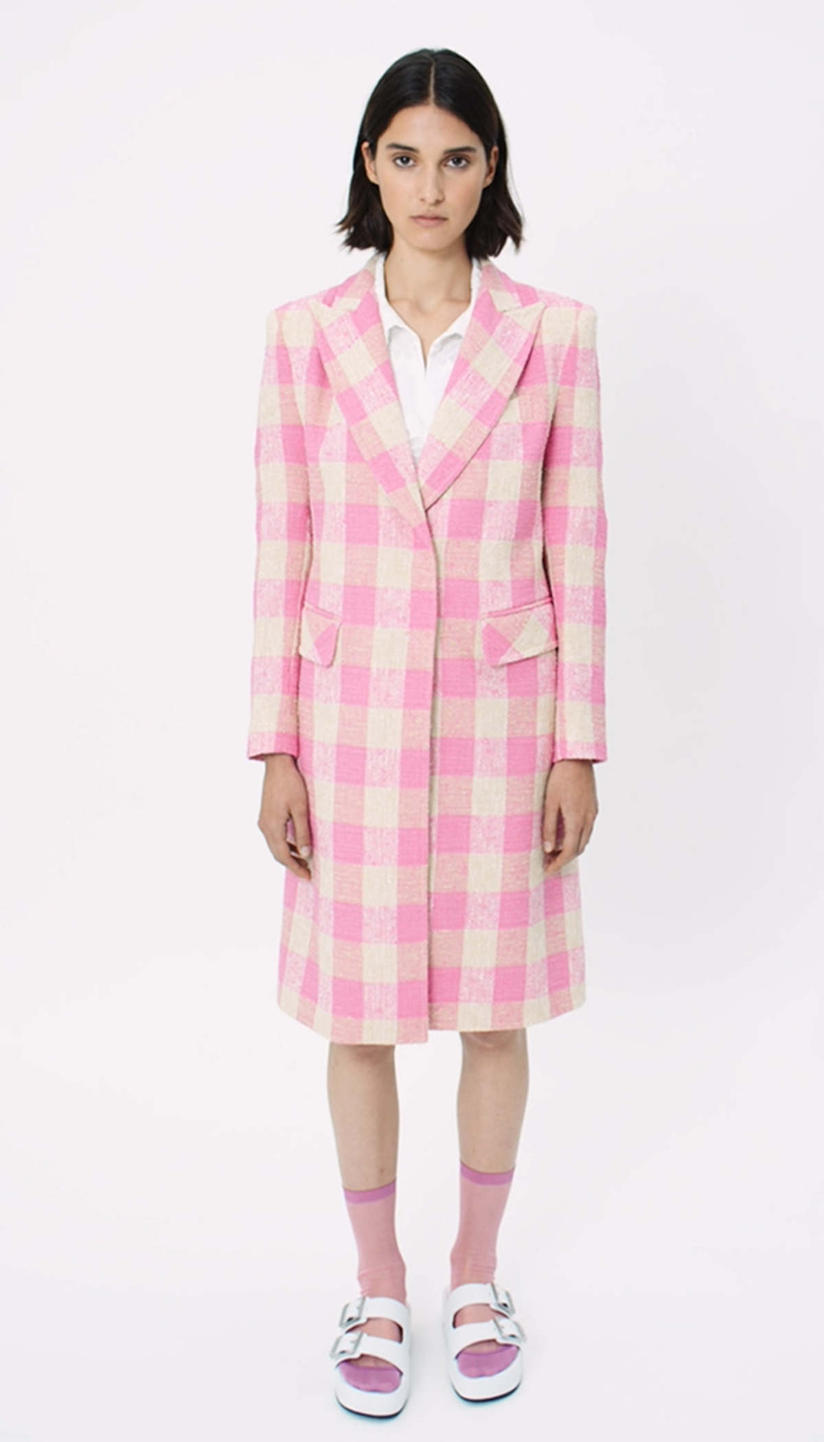 Smythe Peaked Label Overcoat - Bubblegum Check | Garmentory