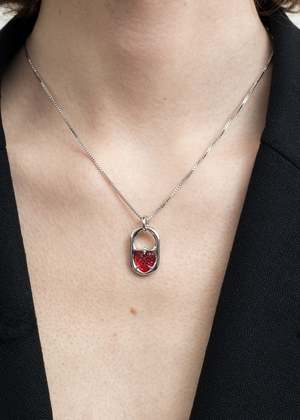 DEPARTMENT Two Way Hearts Necklace - Silver/Red | Garmentory