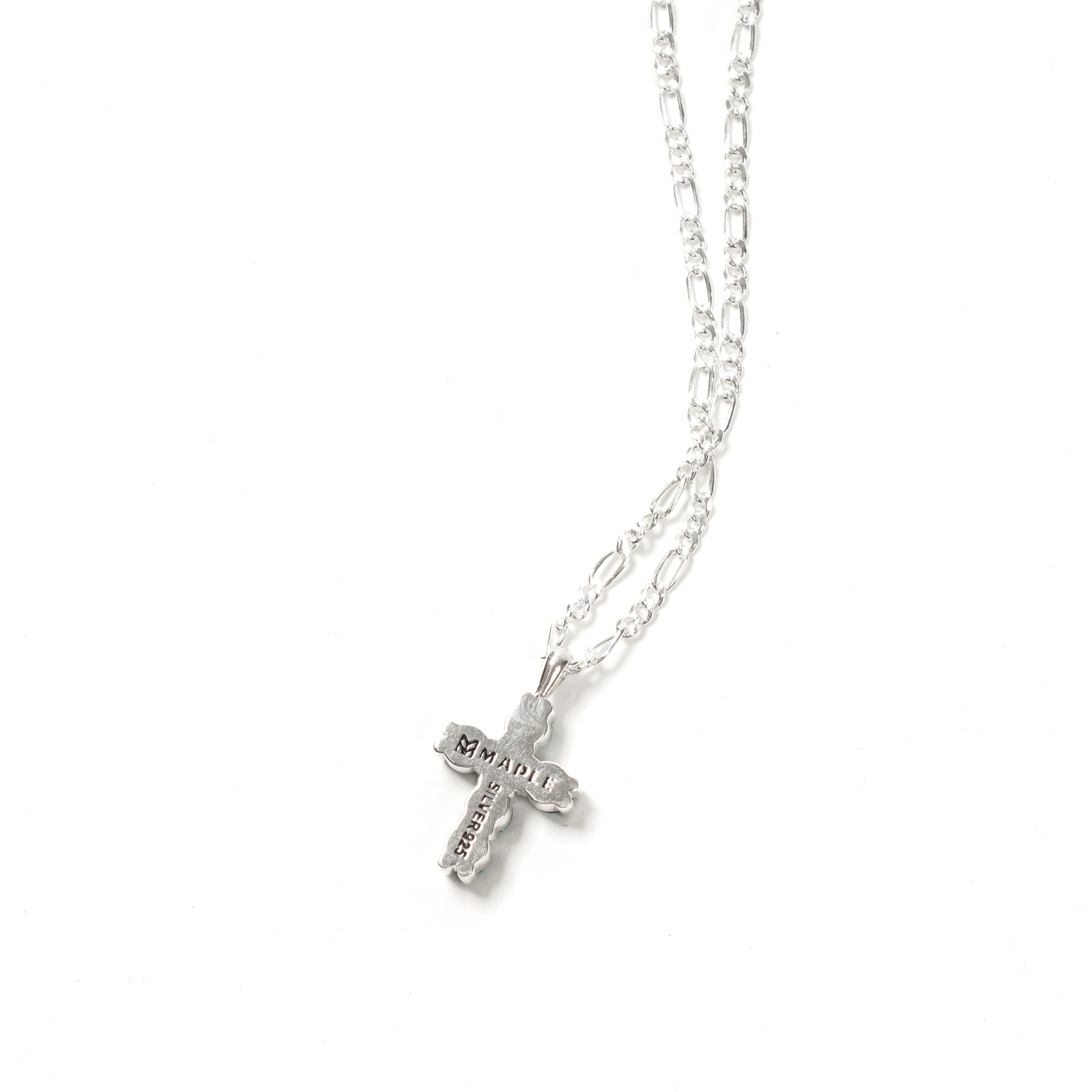 MAPLE CROSS CHAIN - SILVER/EMERALD | Garmentory