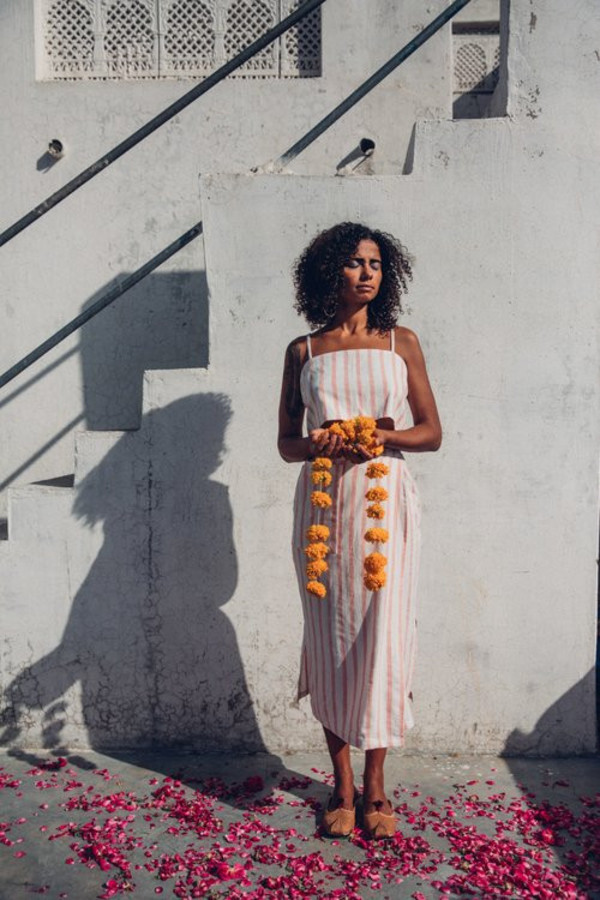 Maggie Jayne Long Wrap Skirt - Pink Stripe | Garmentory