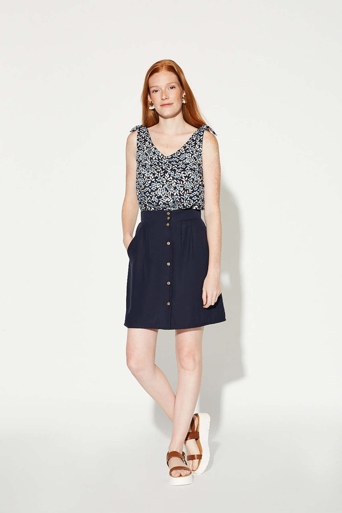 Cherry Bobin Jupe Shae - Twill Marine | Garmentory