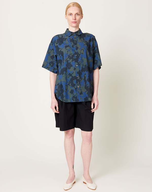 6397 Short Sleeve Uniform Shirt - Indigo Floral | Garmentory