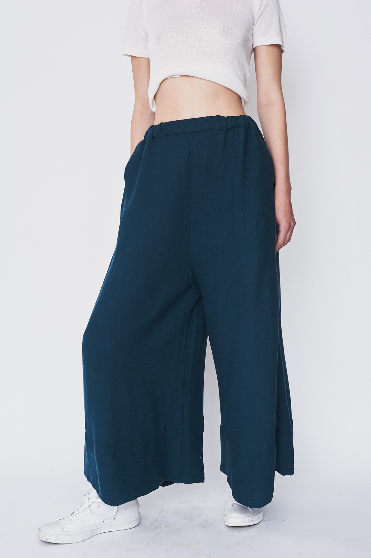 Black Crane Cotton Crinkle Pants | Garmentory