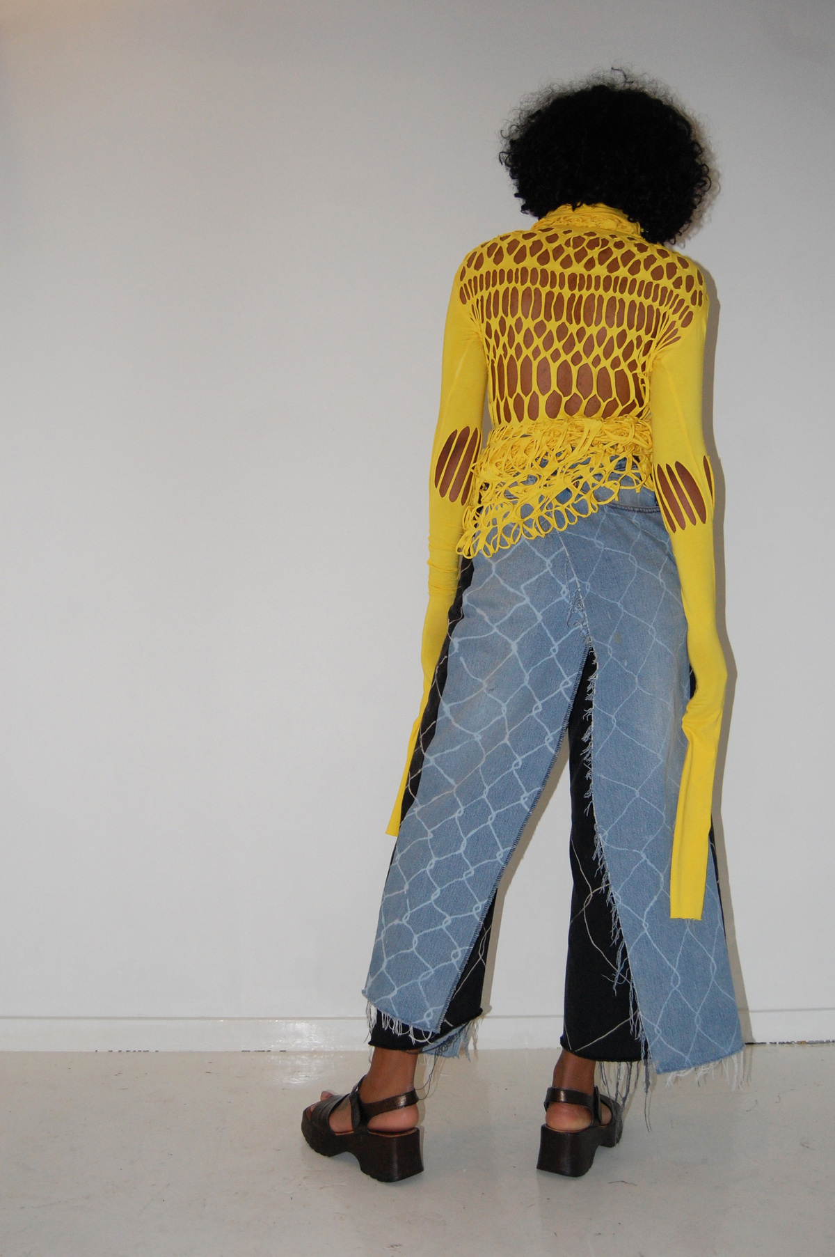 Steph Linn Recycled Denim Chain Link Wrap Jeans | Garmentory