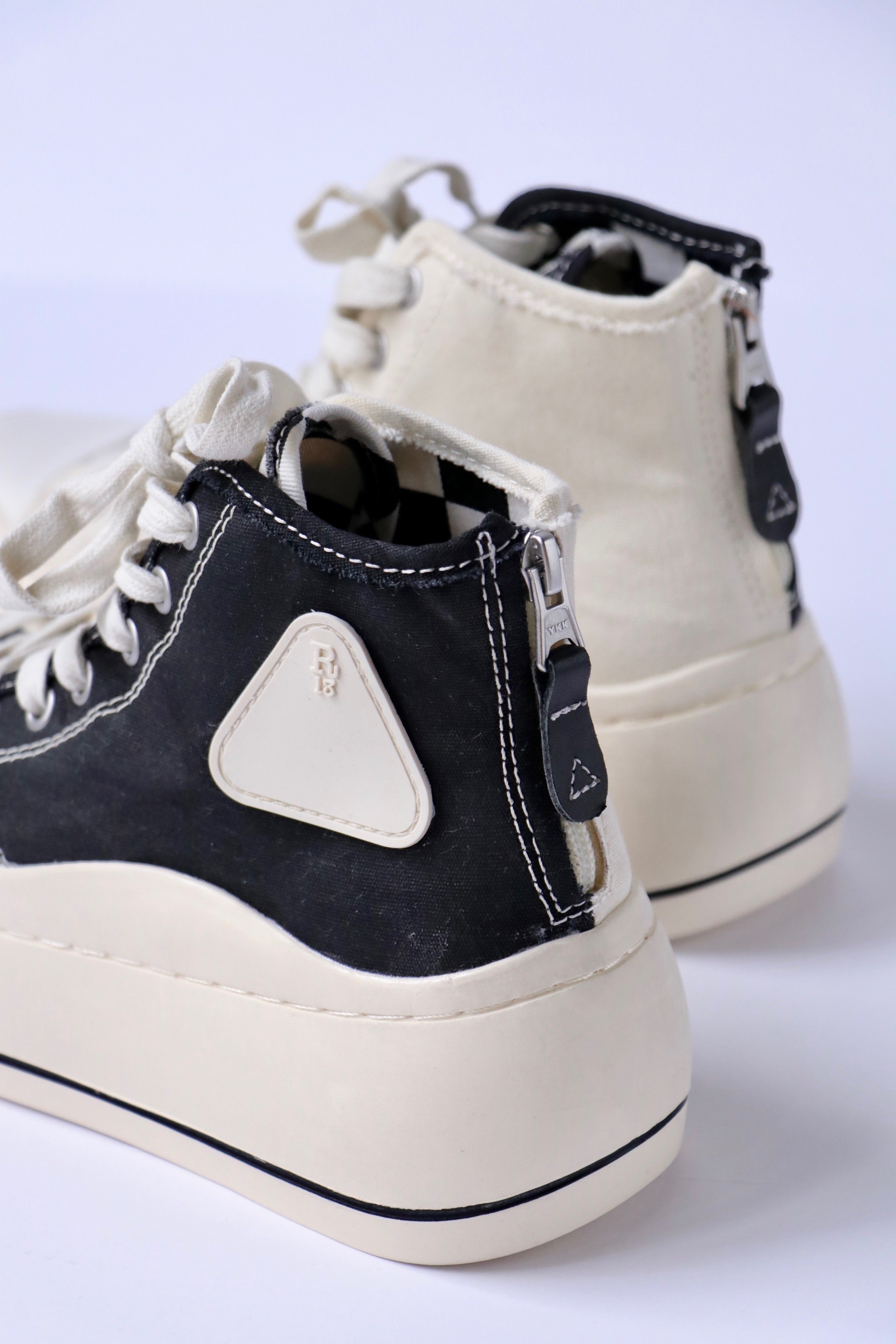 R13 Kurt High Top Sneaker - Black/Ecru Checkerboard | Garmentory