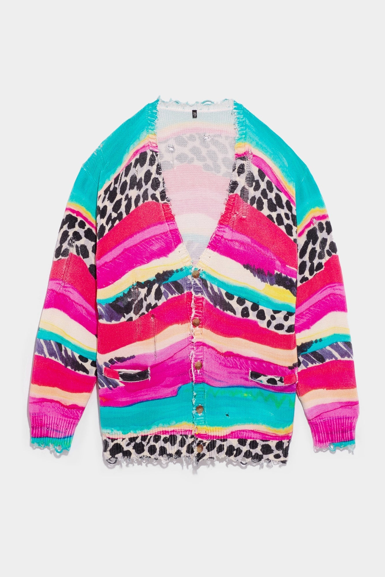 R13 Multi Stripe Distressed Edge Cardigan - Multi | Garmentory