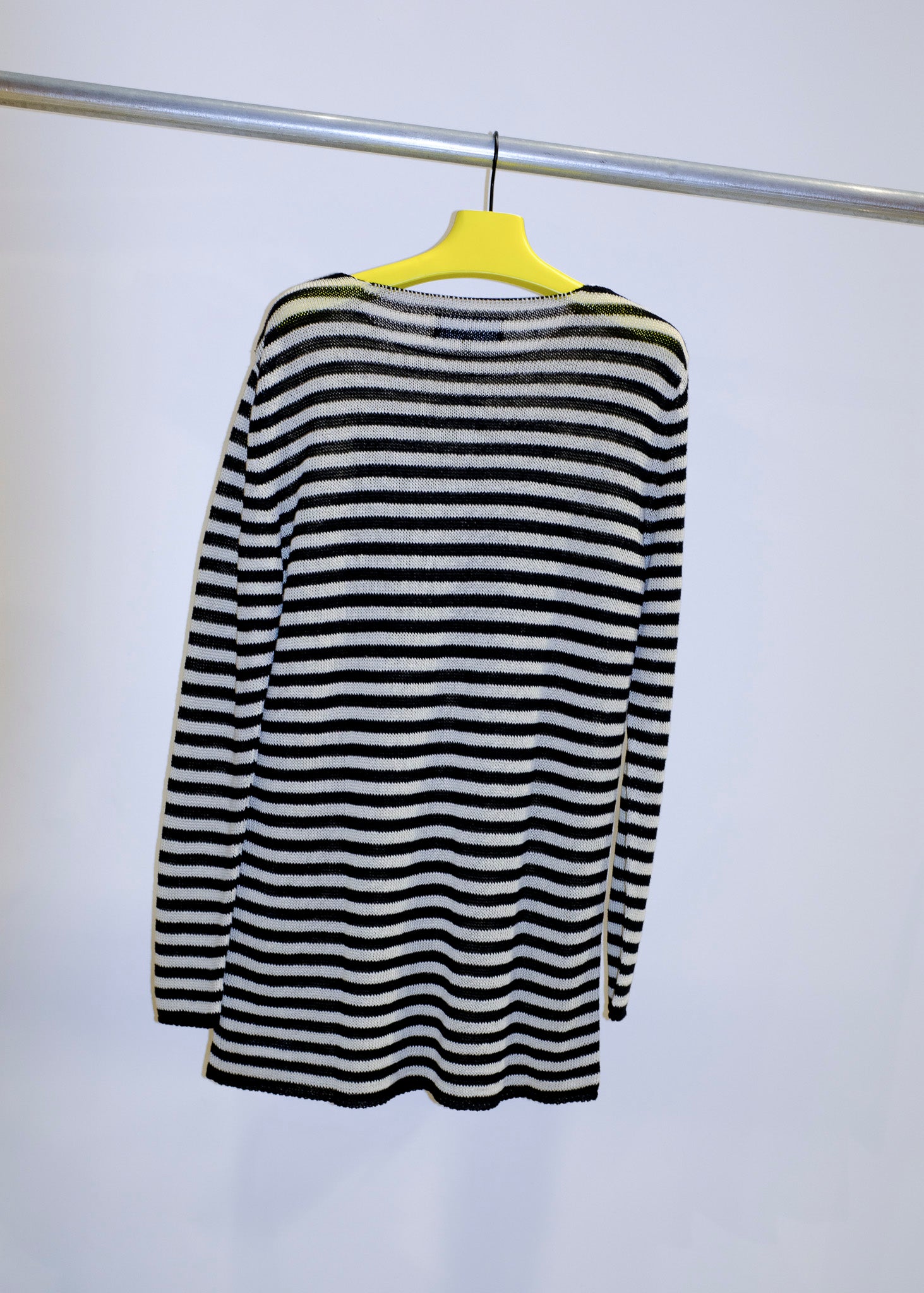 Edward Cuming Linen Intarsia Sweater - Black/White Stripe | Garmentory