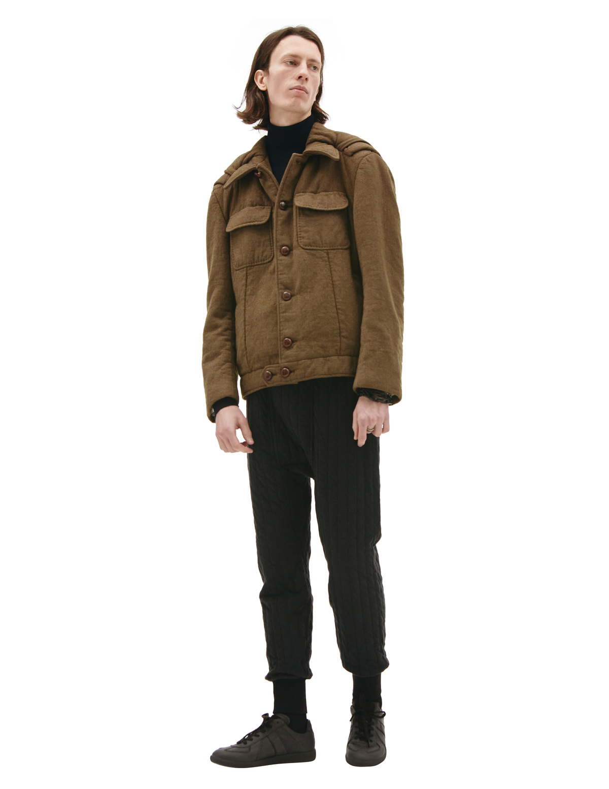 Maison Margiela Wool Quilted Jacket - Khaki | Garmentory