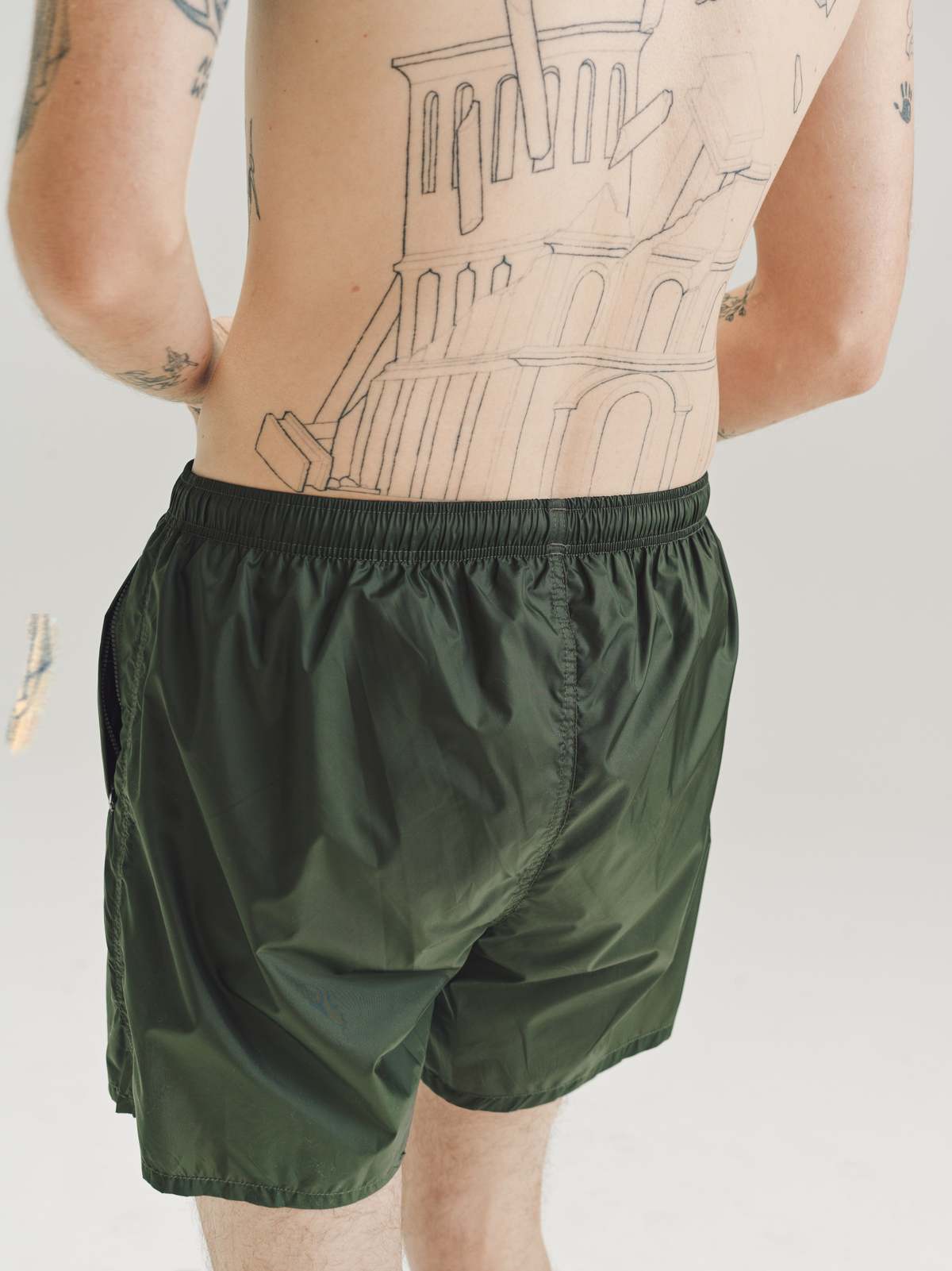 Our Legacy Nylon Drape Tech Trunks - Dark Olive | Garmentory