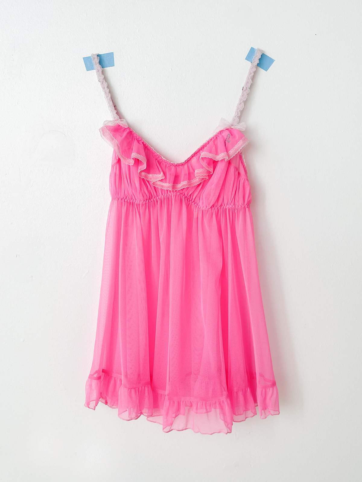 Sheer Ruffled Baby Doll Slip - Pink | Garmentory