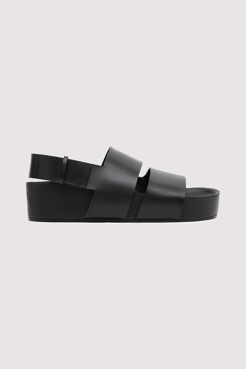 St. Agni Double Strap Platform Sandal - Black | Garmentory