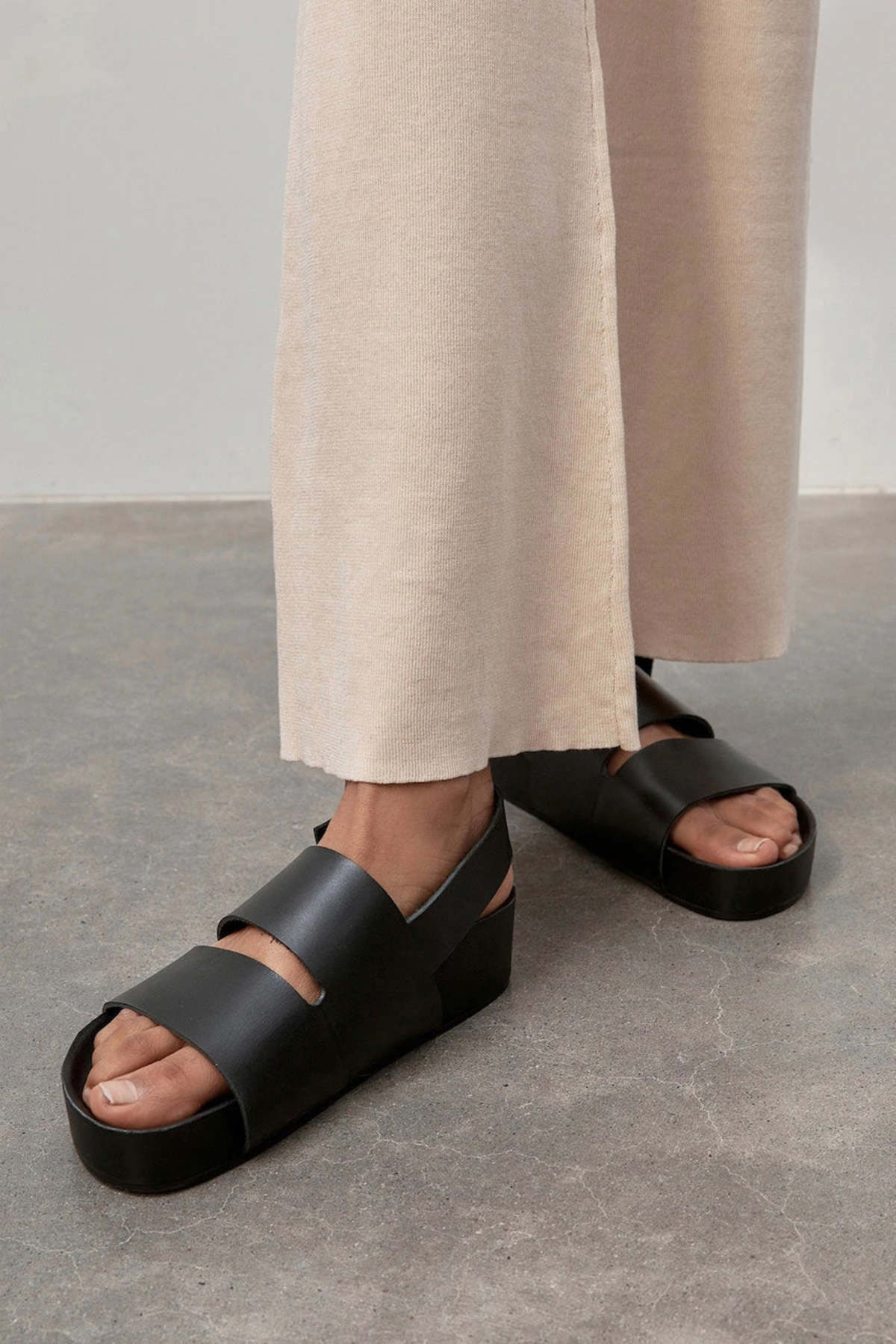 St. Agni Double Strap Platform Sandal - Black | Garmentory