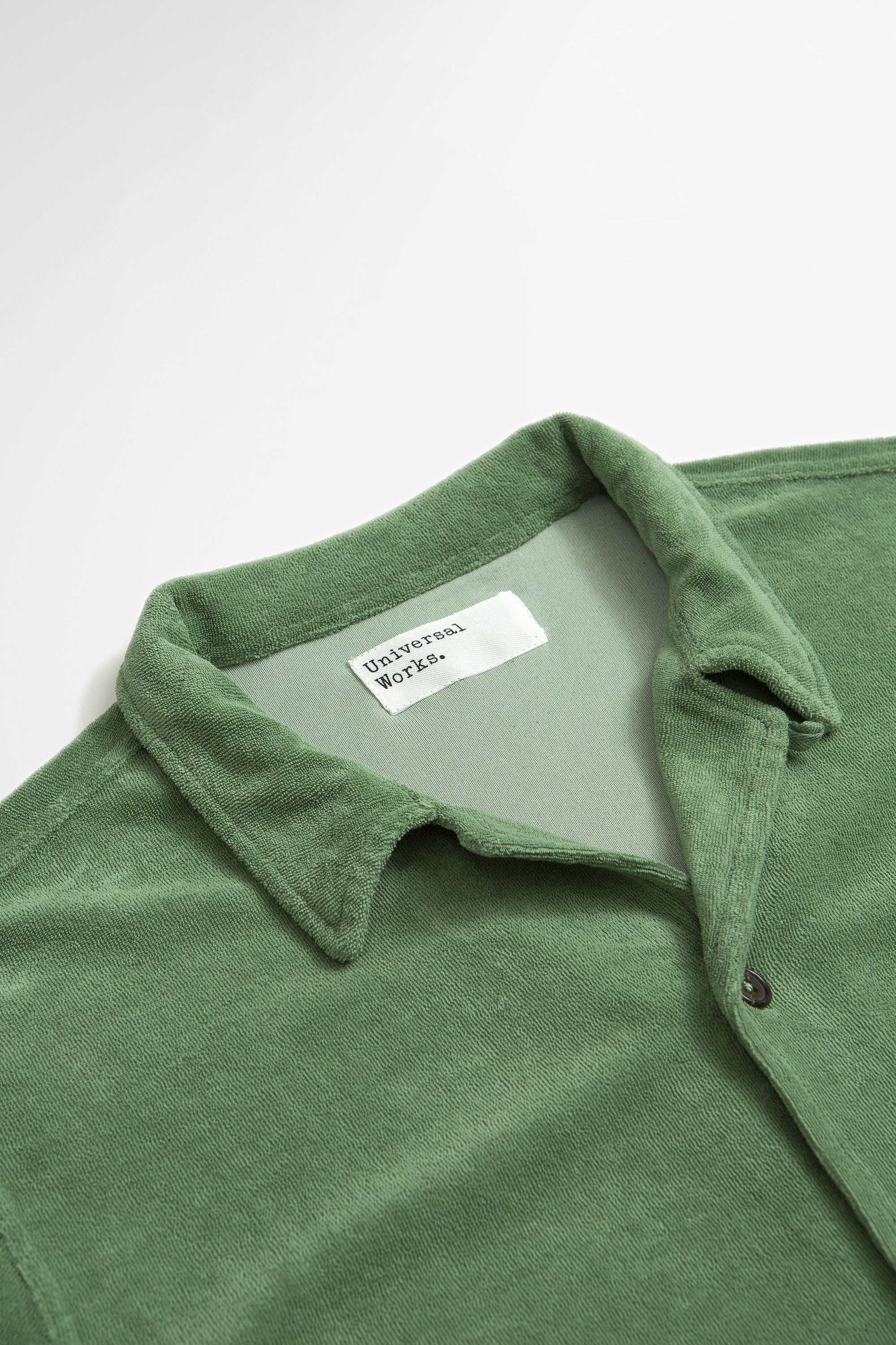 Universal Works Island Shirt - Terry Fleece Green | Garmentory
