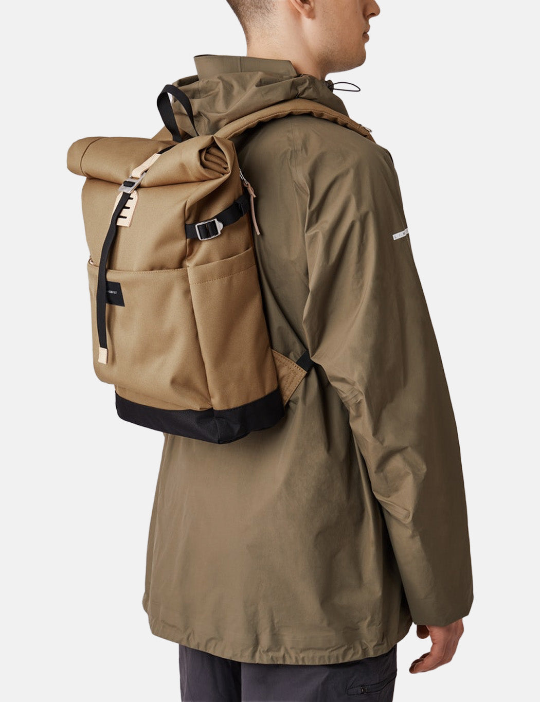 Sandqvist Ilon Recycled Poly Rolltop Backpack - Bronze/Black | Garmentory