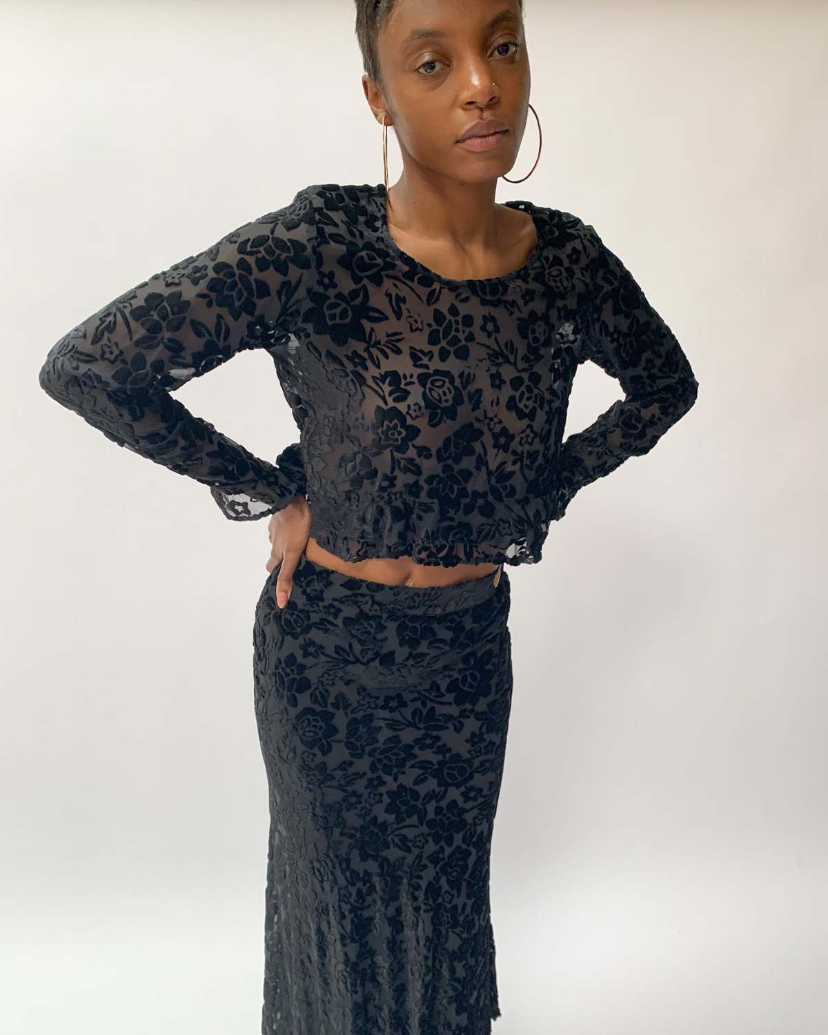 Velvet Burnout Top - Black | Garmentory