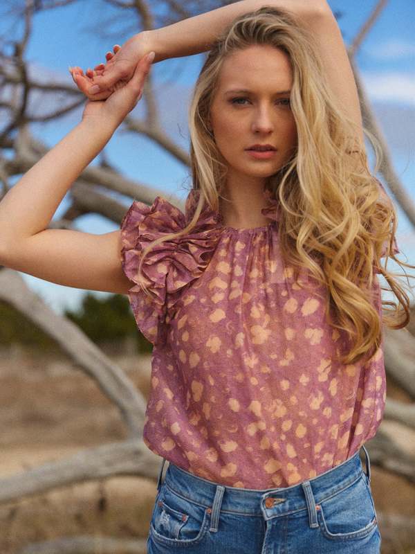 Ulla Johnson Manon Top - Lavender Handprint Dot | Garmentory