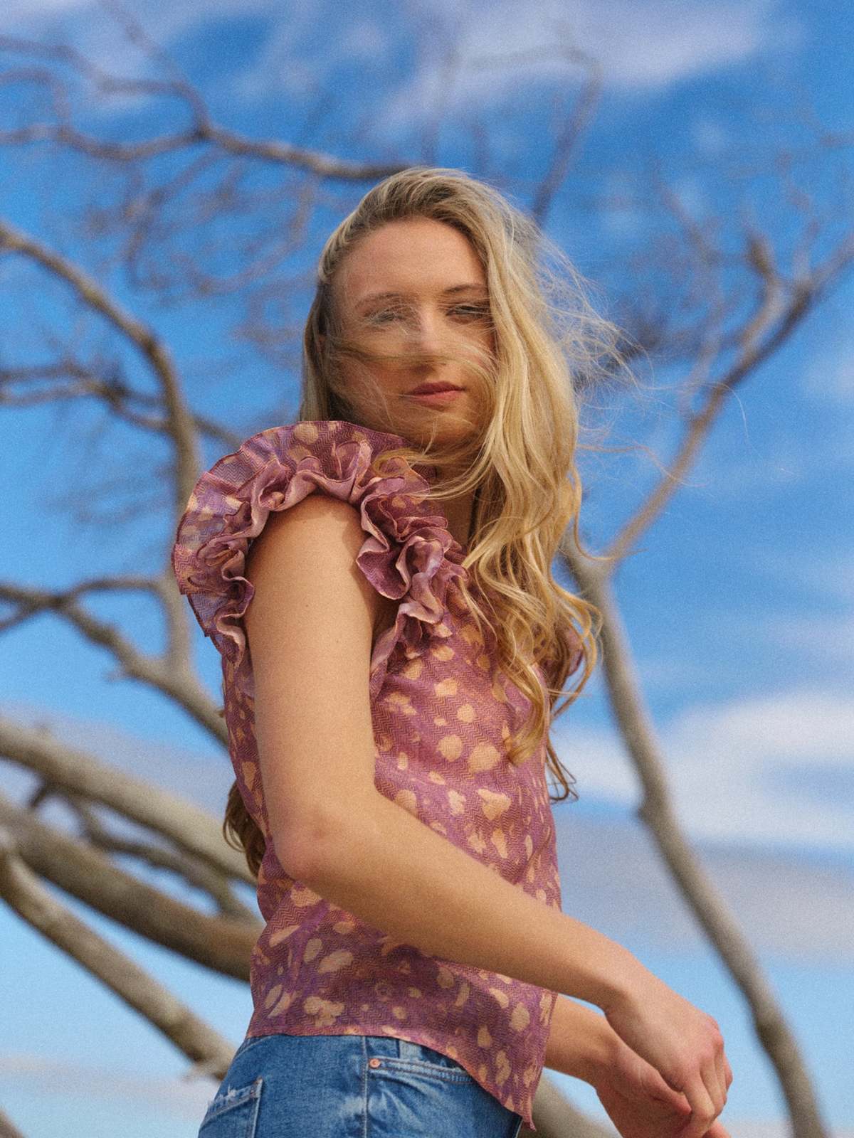 Ulla Johnson Manon Top - Lavender Handprint Dot | Garmentory