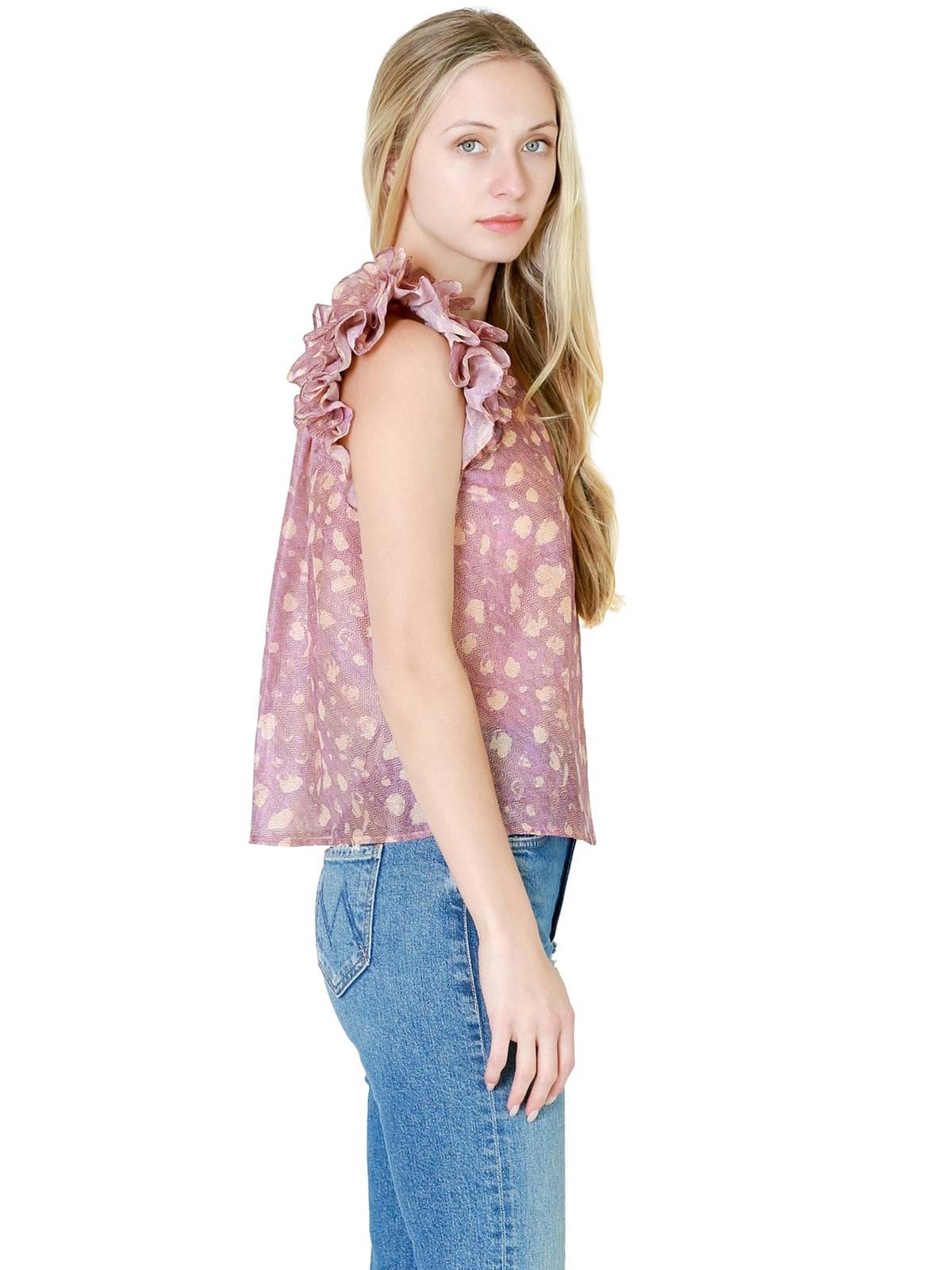 Ulla Johnson Manon Top - Lavender Handprint Dot | Garmentory