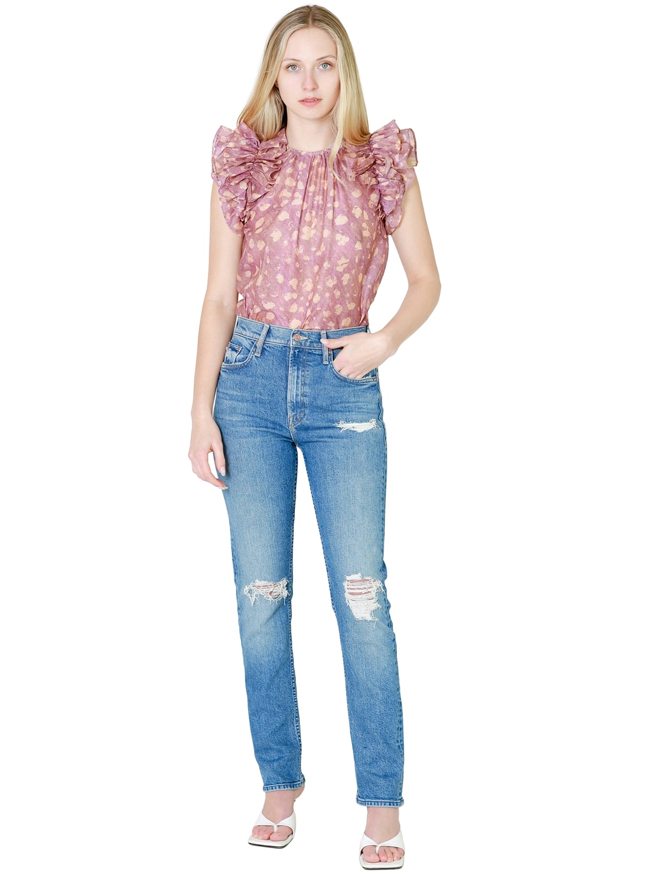 Ulla Johnson Manon Top - Lavender Handprint Dot | Garmentory