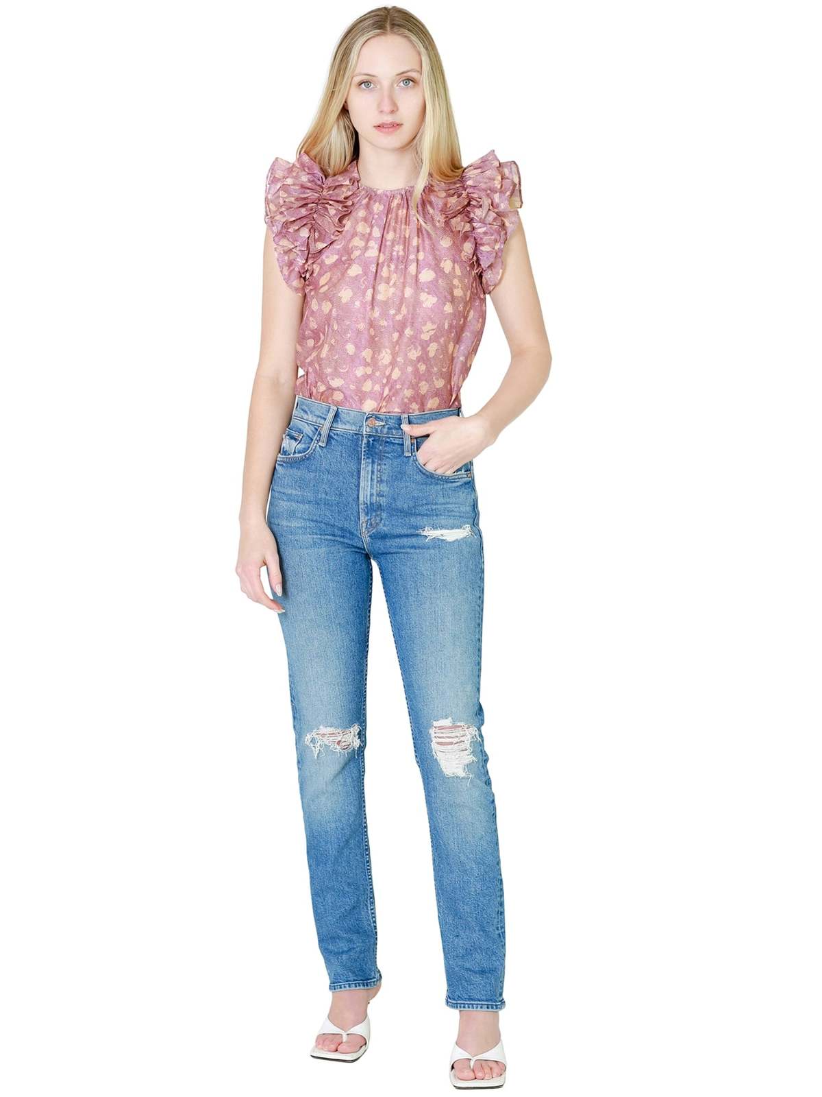 Ulla Johnson Manon Top - Lavender Handprint Dot | Garmentory