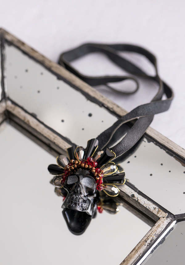 Tita Lopez Quartz Catrina Skull Necklace - Black | Garmentory