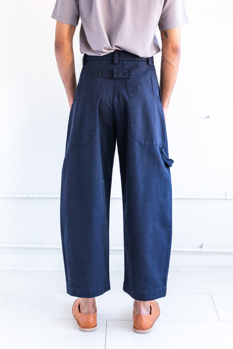 Studio Nicholson Bridges Raised Cotton Twill Pants - Dark Navy | Garmentory
