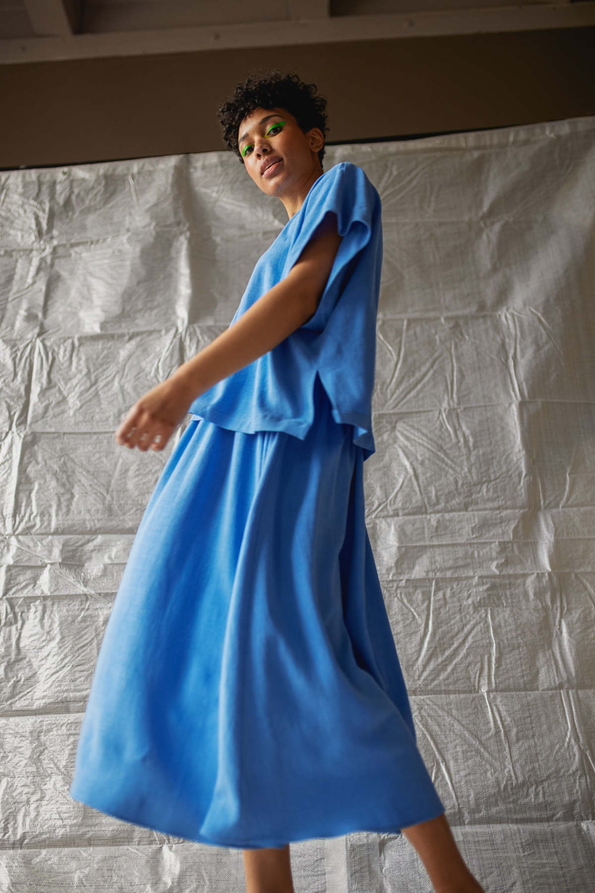 Devlyn Van Loon Gathered Skirt - Periwinkle Blue | Garmentory