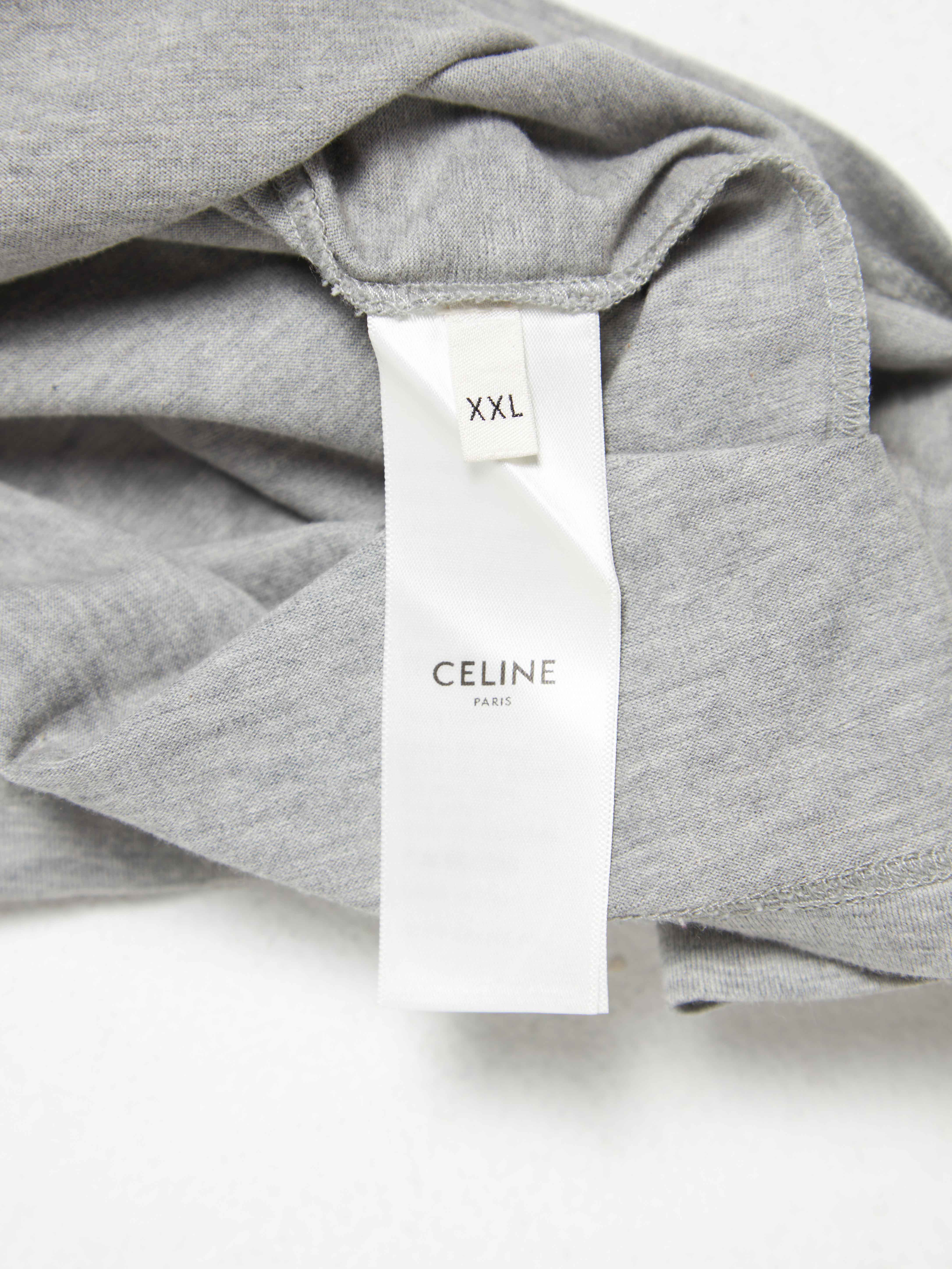 Celine M Abstract Printed Logo Cotton T-shirt - Gray/Black | Garmentory