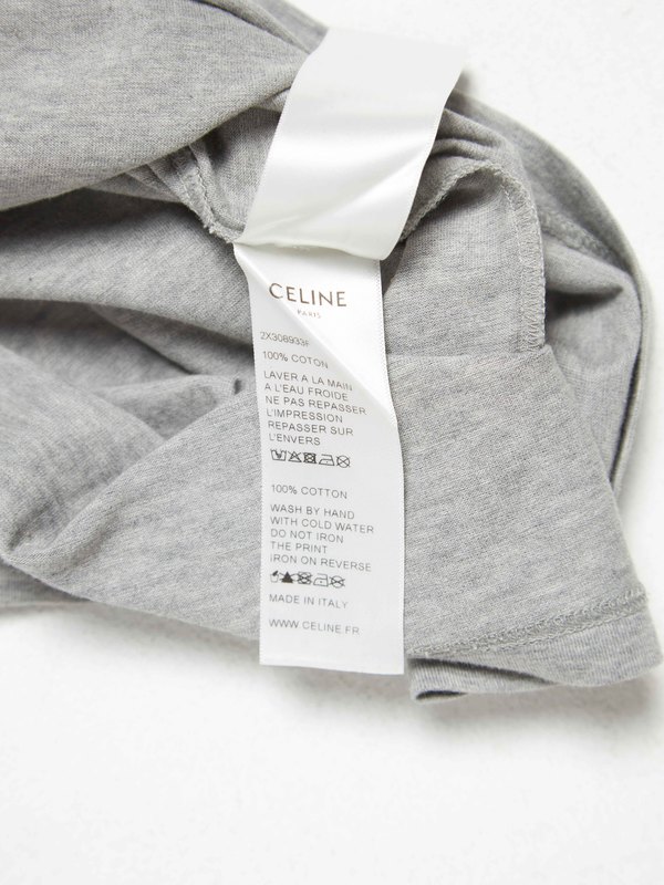 Celine M Abstract Printed Logo Cotton T-shirt - Gray/Black | Garmentory