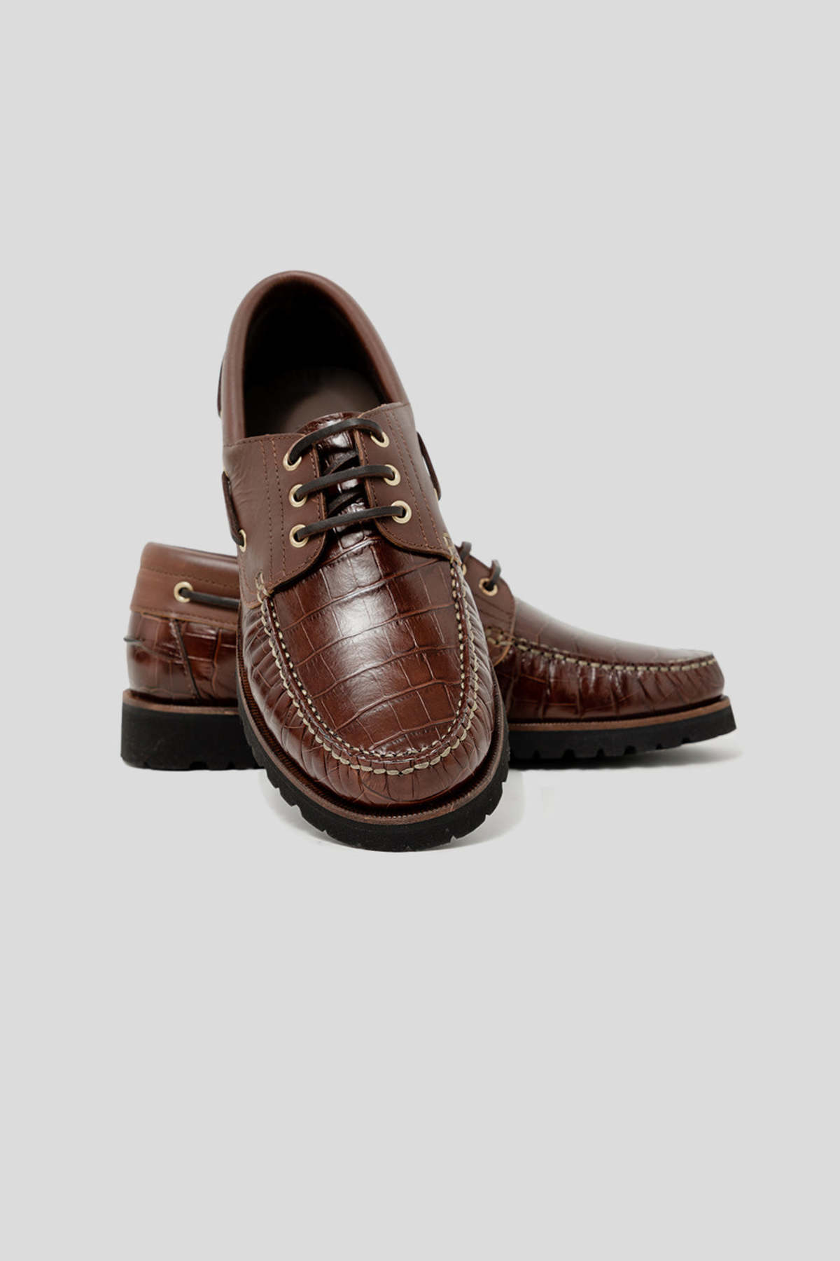 Vinny's Aztec Boat Shoe - Brown Croc | Garmentory