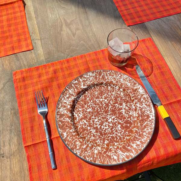 RUJUTA SHETH SCRAP MAT ZERO WASTE PLACEMATS - SUNSET CHEX | Garmentory
