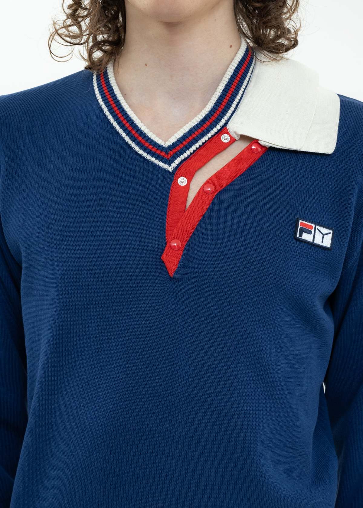 Y/PROJECT X FILA DOUBLE COLLAR Polo - Navy | Garmentory