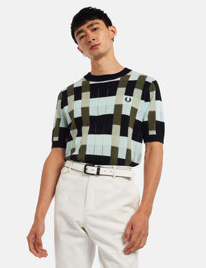 Fred Perry Jacquard Knitted T Shirt - Black | Garmentory