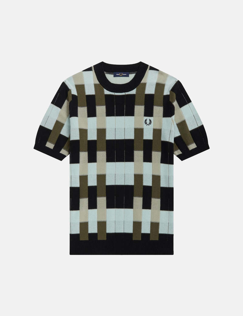 Fred Perry Jacquard Knitted T Shirt - Black | Garmentory