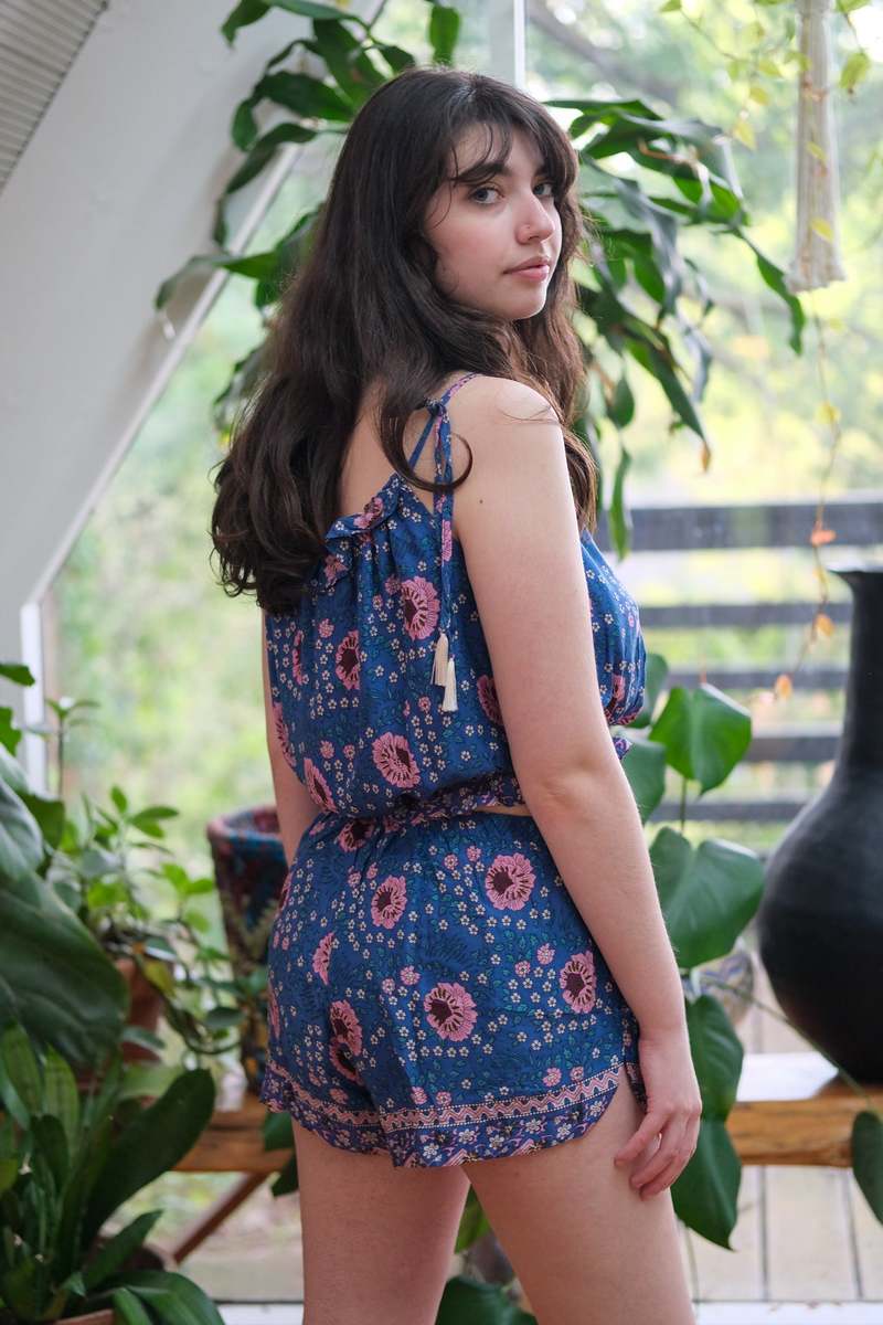 Tash Short in Vintage Flowers Azure by Natalie Martin | Garmentory